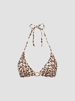Vilebrequin Turtles Leopard String Bikini Top - Paille