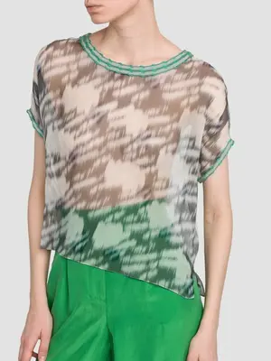 Giorgio Armani Printed Sheer Chiffon Top