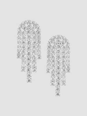 Adriana Orsini Bubbly -plated & Cubic Zirconia Tennis Chandelier Earrings - Rhodium