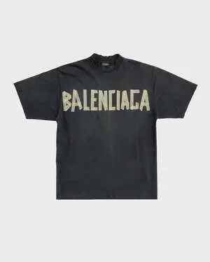Balenciaga Masking Tape Logo T-shirt 1055 Washed Black
