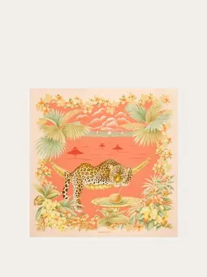 FERRAGAMO Jungle Print Silk Foulard - Pink
