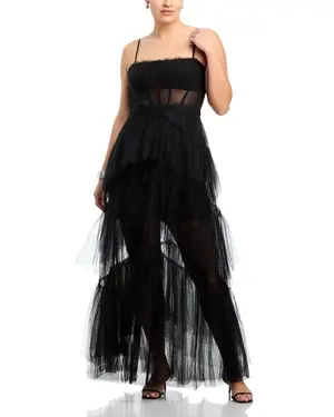 Bcbgmaxazria Tiered Tulle Gown