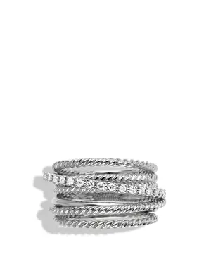 David Yurman Crossover Wide Diamond Ring - White/silver