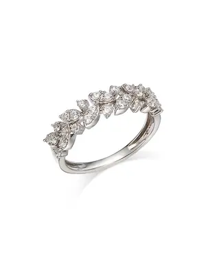 Bloomingdale'S Diamond And 14k Gold Leaf Band Ring, 0.50 Tcw - White
