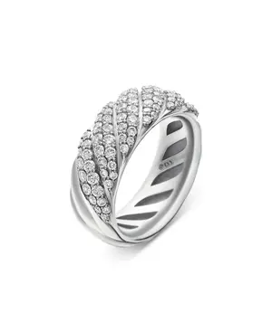 David Yurman Sculpted Cable Band Ring With Diamonds