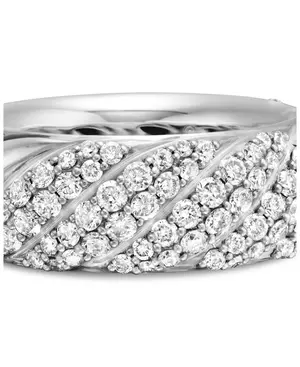 David Yurman Sculpted Cable Band Ring With Diamonds
