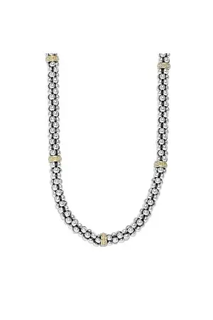 Lagos Signature Caviar Two-tone Beaded Necklace - Gold