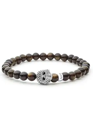 Lagos Anthem En Obsidian Skull Bead Bracelet - Gold