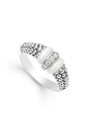 Lagos Caviar Diamond Ring - White