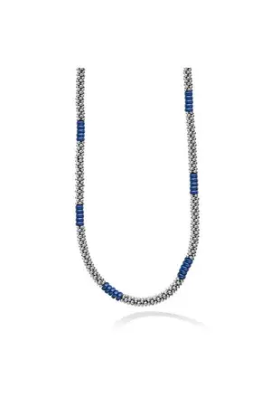 Lagos Caviar Ultramarine Silver Station Ceramic Beaded Necklace - Blue