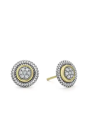 Lagos Signature Caviar Diamond Stud Earrings - Gold