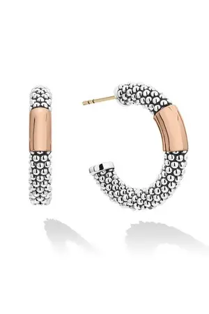 Lagos High Bar Rose Caviar Hoop Earrings - Gold