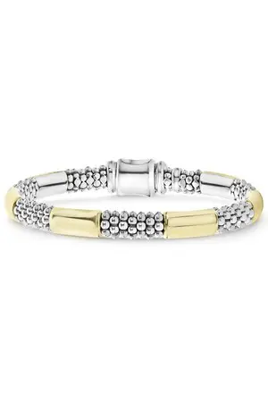 Lagos High Bar Two-tone Station Caviar Bracelet - Gold