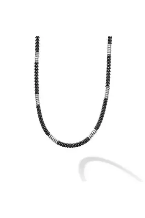 Lagos Caviar Silver Station Ceramic Beaded Necklace - Black