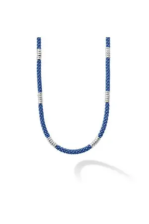 Lagos Caviar Ultramarine Silver Station Ceramic Necklace - Blue