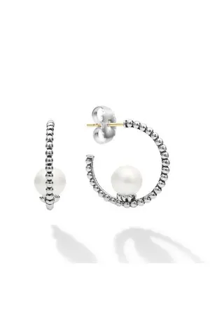 Lagos Luna Pearl Hoop Earrings - Silver