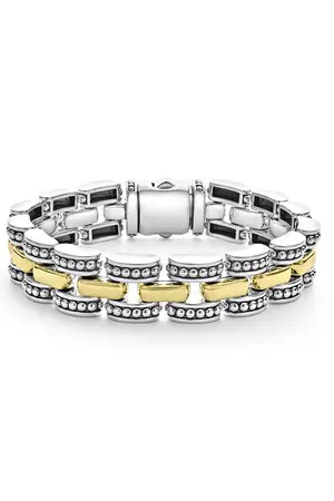 Lagos High Bar Two-tone Caviar Link Bracelet - Gold
