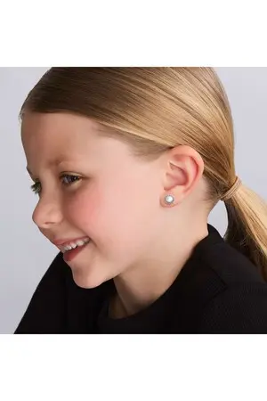 Lagos Kinder Childs First Pearl Stud Earrings - Gold