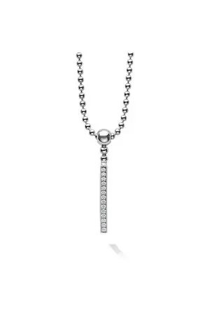 Lagos Caviar Spark Linear Diamond Pendant Necklace - Silver