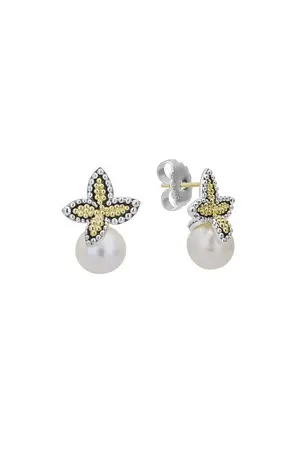Lagos Luna Two-tone Caviar Pearl Stud Earrings - Floral