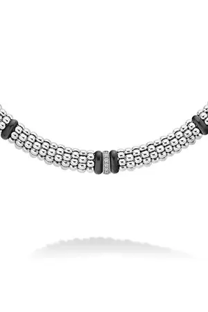 Lagos Caviar Diamond Necklace - Black