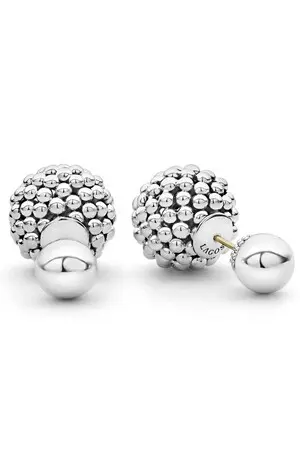 Lagos Signature Caviar Beaded Front-back Earrings - Silver
