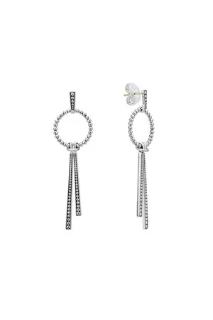 Lagos Signature Caviar Sterling Circle Drop Earrings With Tassels - Silver