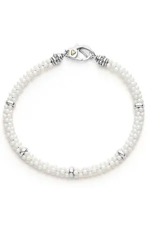 Lagos White Caviar Station Ceramic Bracelet - Silver