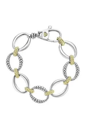 Lagos Signature Caviar Two-tone Oval Link Bracelet - Gold
