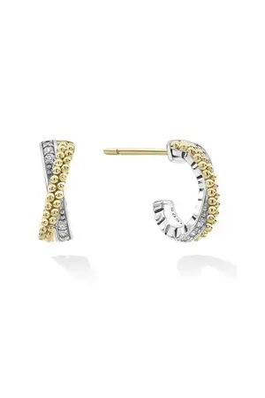 Lagos Caviar Lux Two-tone Diamond Huggie Earrings - Gold