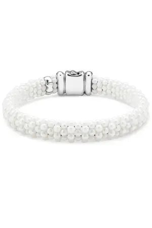 Lagos Caviar Ceramic Beaded Bracelet - White
