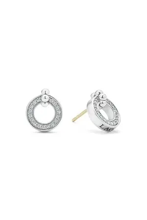 Lagos Caviar Spark Diamond Circle Stud Earrings - Gold