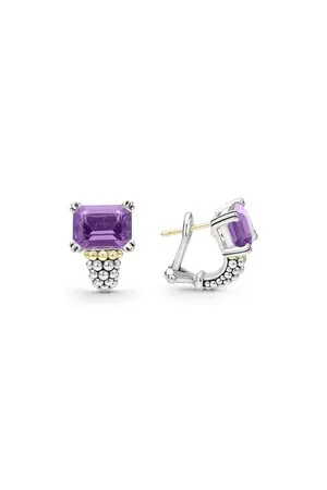 Lagos Glacier Medium Amethyst Huggie Earring - Gold