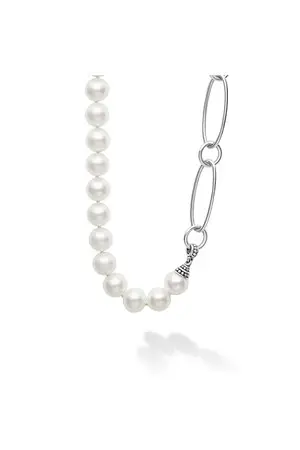 Lagos Luna Pearl Link Necklace - Red