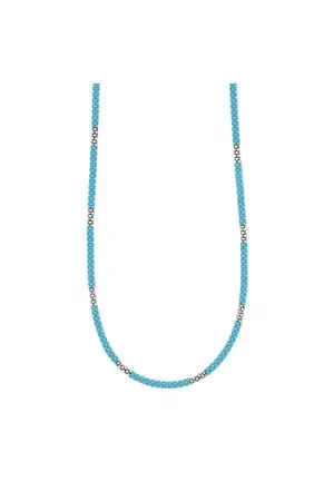 Lagos Caviar Silver And Ceramic Beaded Necklace - Blue