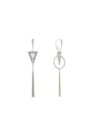 Lagos Signature Caviar Two-tone Triangle Circle Drop Earrings - Gold