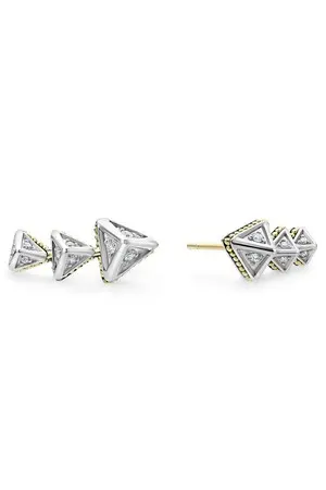 Lagos Ksl Pyramid Diamond Crawler Stud Earrings