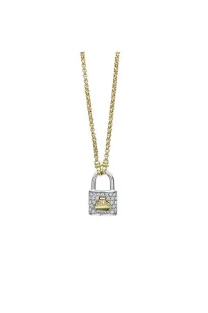 Lagos Beloved Two-tone Diamond Lock Necklace - Gold