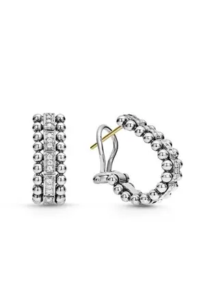 Lagos Caviar Spark Diamond Huggie Earrings - Silver