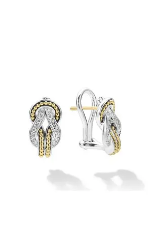 Lagos Newport Knot Diamond Huggie Earrings - Gold