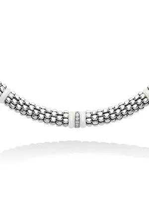 Lagos LAGOS Caviar Single Station Diamond Necklace White