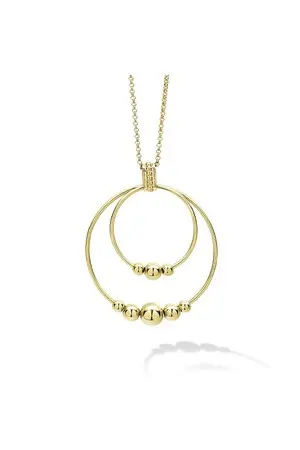 Lagos Caviar Double Circle Bead Pendant Necklace