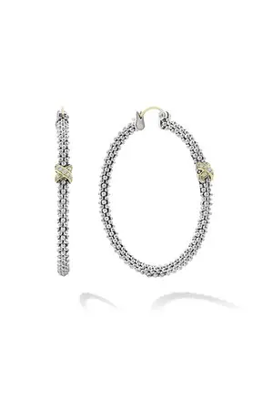 Lagos Embrace Diamond Caviar Hoop Earrings - Gold