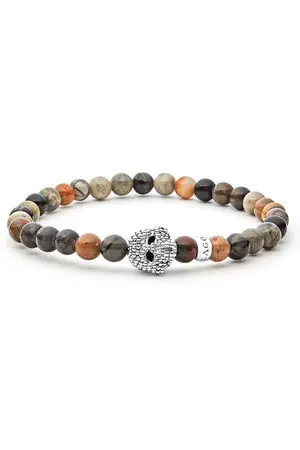 Lagos Picasso Jasper Skull Bead Bracelet - Silver