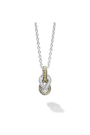 Lagos Two-tone Diamond Knot Pendant Necklace - Gold