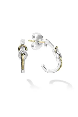 Lagos Newport Knot Diamond Hoop Earrings - Gold