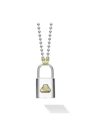 Lagos Beloved Large Two-tone Lock Pendant Necklace