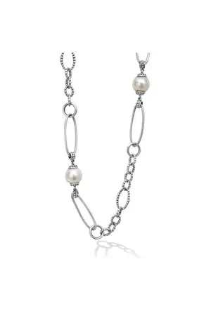 Lagos Luna Pearl Link Necklace - Red