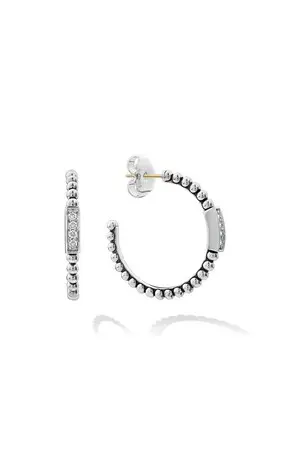 Lagos Caviar Spark Diamond Hoop Earrings - Silver