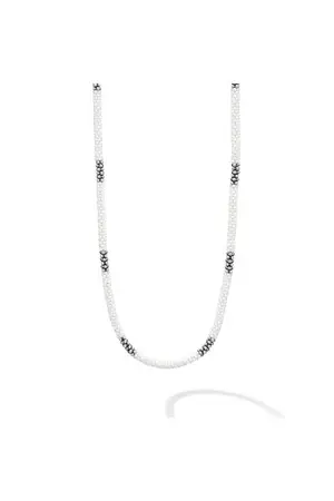 Lagos White Caviar Station Ceramic Beaded Necklace - Silver